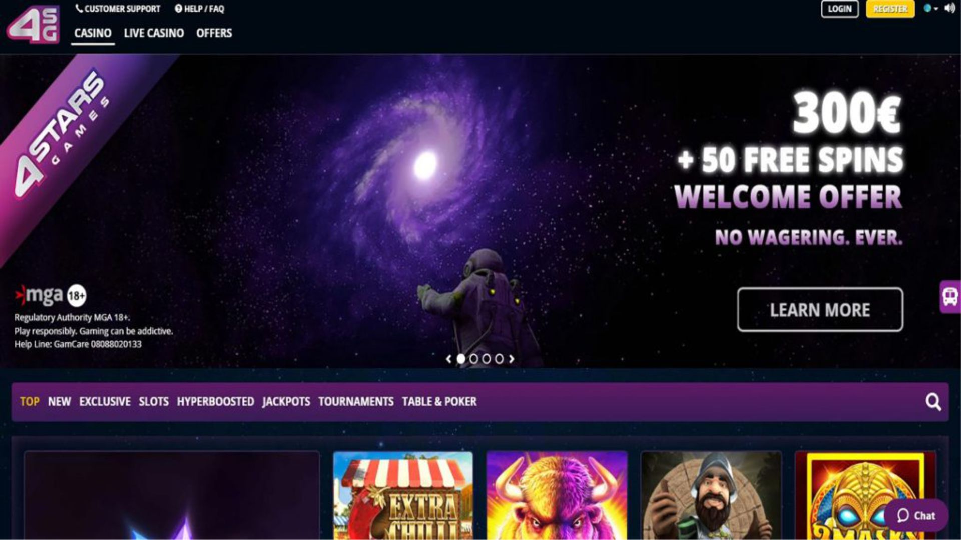 4Stars Games Bewertung – 100 % Einzahlungsbonus bis zu €100