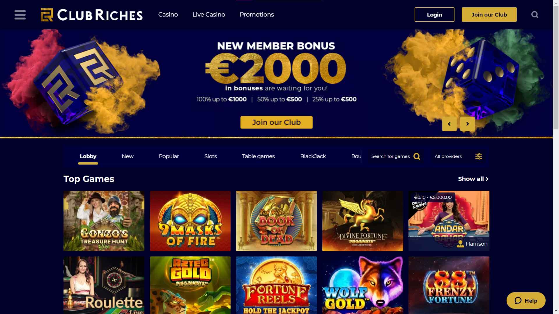 Revue du Club Riches Casino 2024 - Jouez à plus de 2 500 jeux