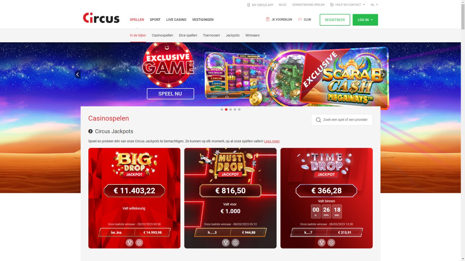 Circus Casino: spelen met een minimale storting van € 10