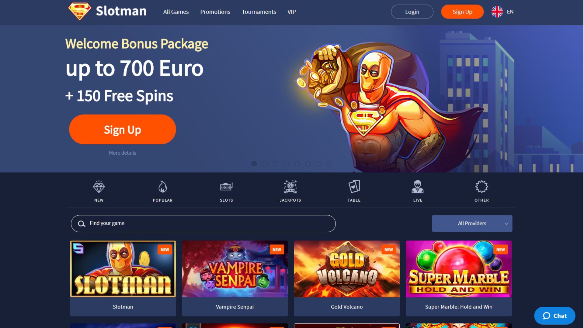 Slotman Review – Get a 100% matched bonus and 60 free spins