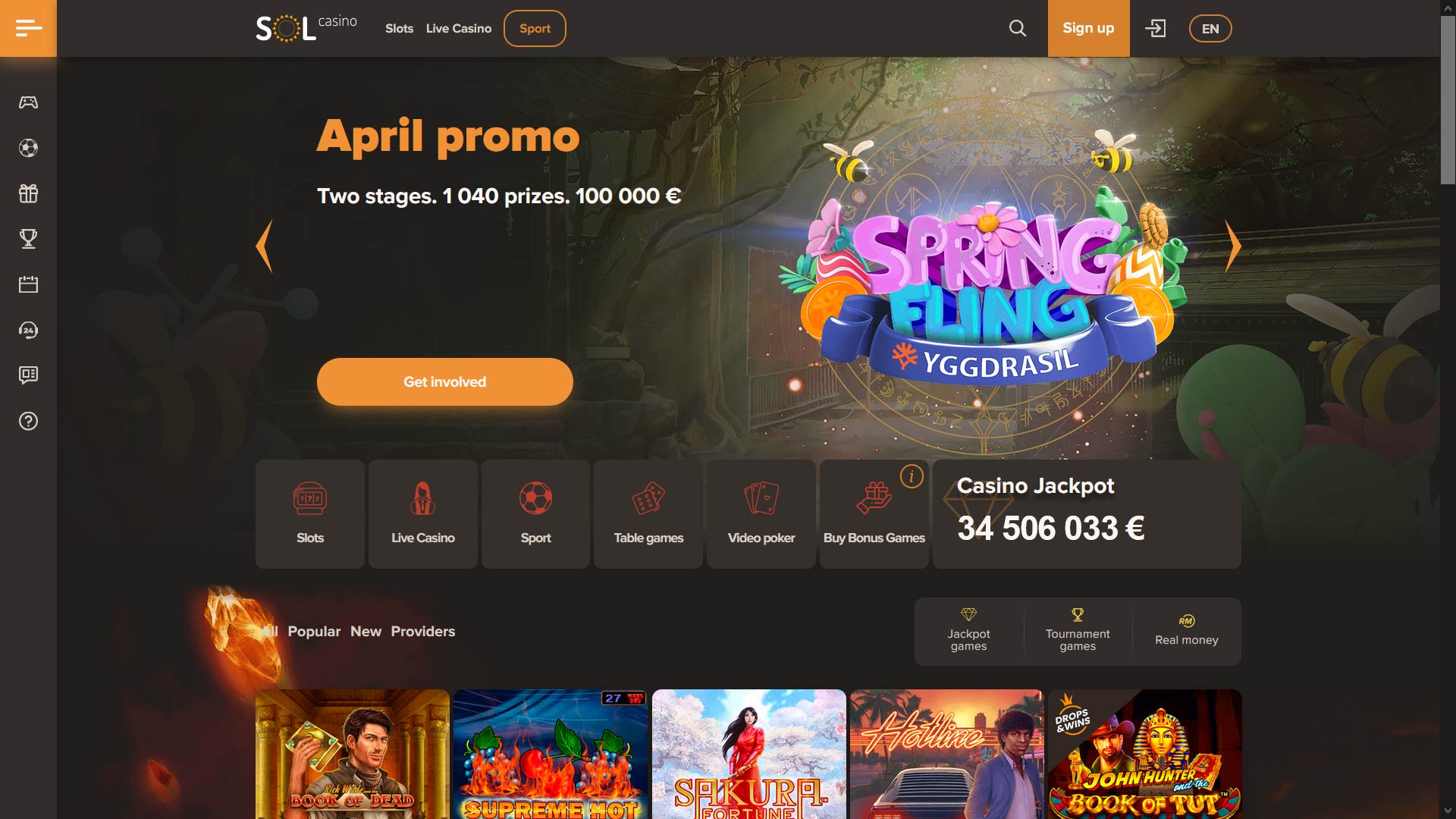 Sol Casino Review 2024 – Start playing with 250 Free Spins