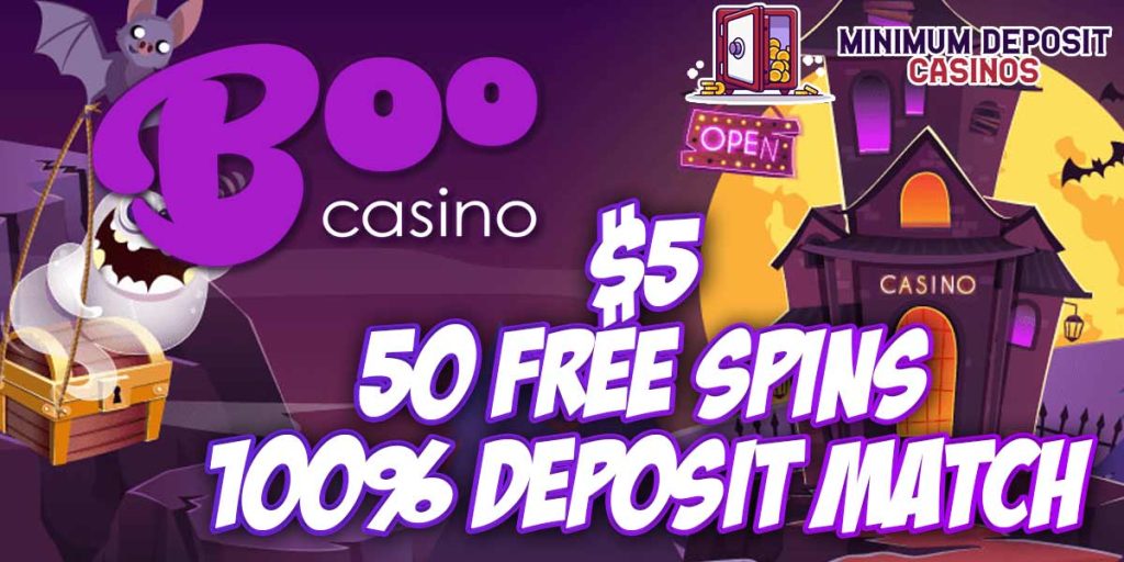 Exclusive 100% bonus + 50 Free Spins for $5 at Boo Casino