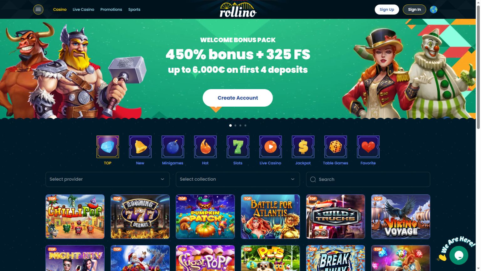 All new Rollino Casino - Play and Win real Money on Exciting games